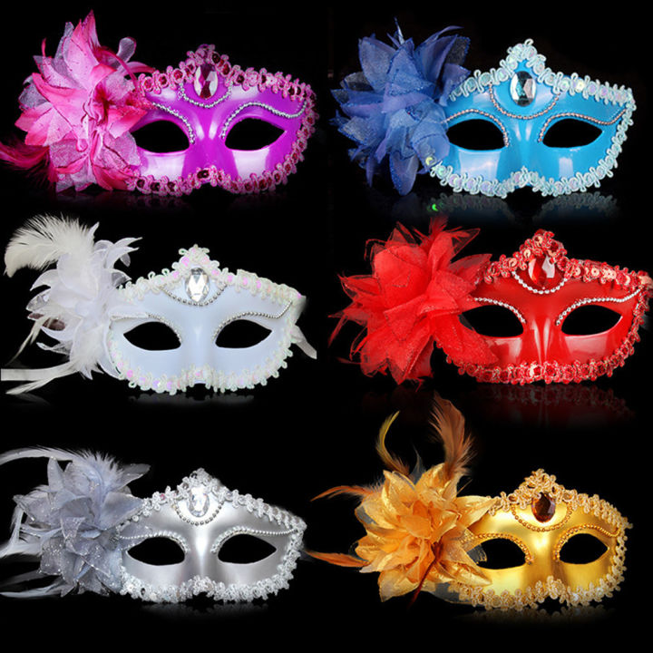 Dance Party Diamond Venetian Feather Flower Wedding Carnival ...