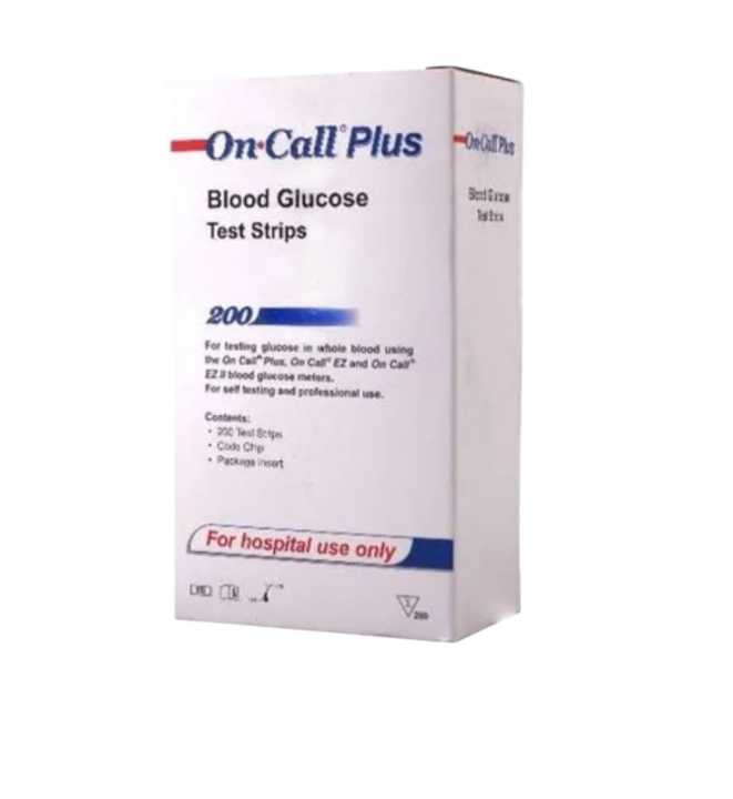Oncall Plus Glucometer Sugar Testing Strips (Hospital Pack 200 Strips ...