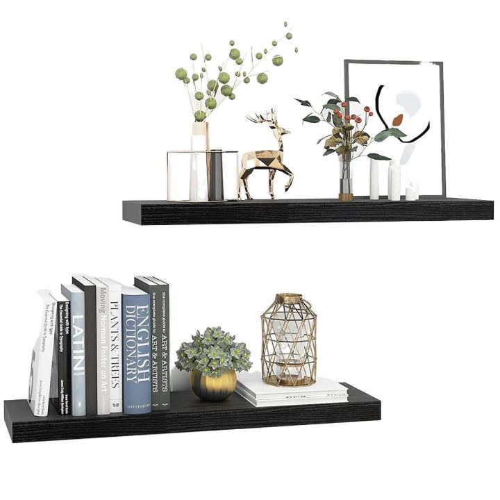 eFurniture Set Of 2 XL ( 24 inch x 5 inch) Pretty Floating Wall Shelves ...