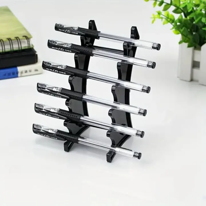Portable Transparent 6-bit Ballpoint Pen Holder Simple Ladder Shelf ...