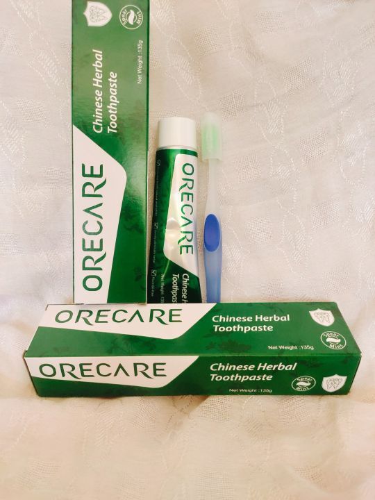 2 PACK Of Chinese ORECARE Herbal Toothpaste 135GM With Free Toothbrush ...