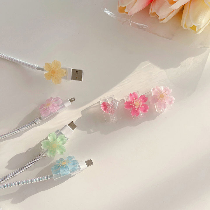Flowers Charger Protector For Iphone 13 Type-C Cable Android Data Line ...