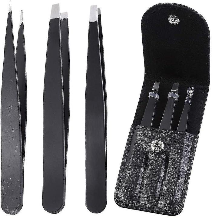 AESCO INSTRUMENTS Set of 3 Precision Eyebrow Tweezers Stainless Steel ...