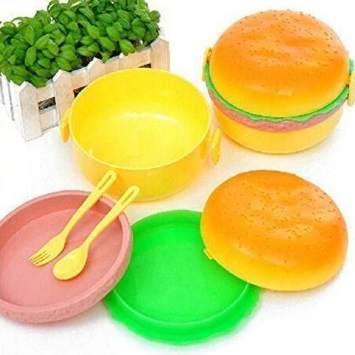 Burger Shape Lunch Box -Leak Proof Lunch Box with 3 Layer 3 ...
