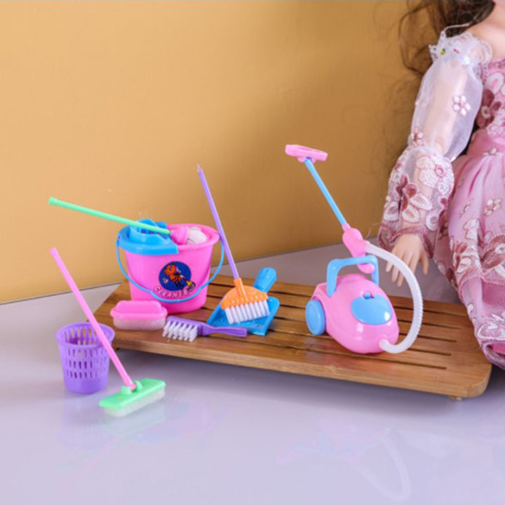 9pcs Mini Mop Broom Toys Cleaning Tools Kit Doll House Clean Toys ...