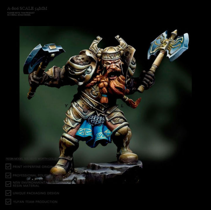 54mm Dwarf Axe Resin Figure Female Soldier White Model (Original ...