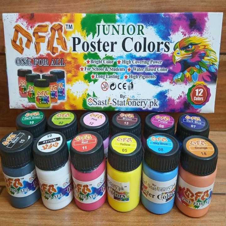 Packet of 12 Poster Colors / Face Paints / 12 OFA Poster Color bottles ...