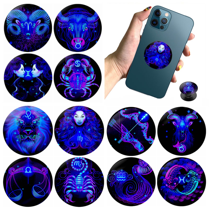 3PCS Fashionable 12 Constellations Sign Painted Phone Holder 360 Degree ...
