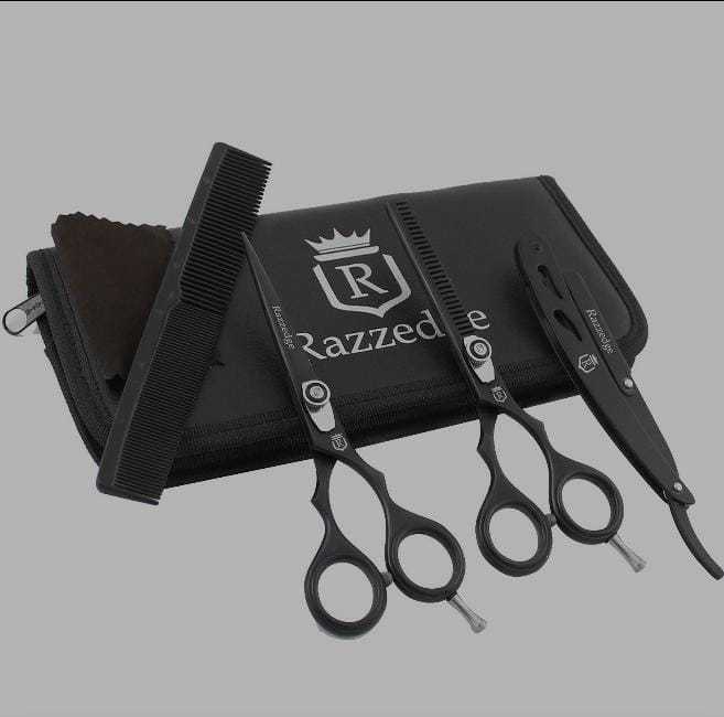 Barber Haircut Thinning Scissors & Hairdressing Shears Set with Premium ...