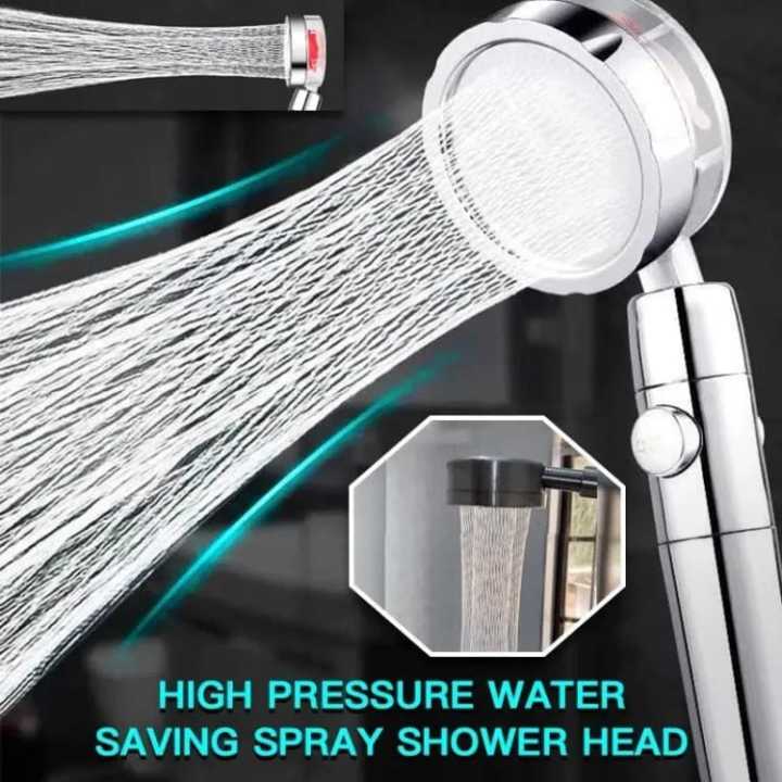360-Degree Rotating Shower Head with Small Fan, Water-Saving Flow, ABS ...