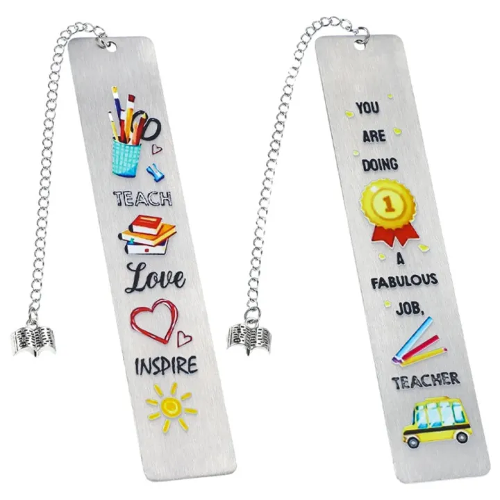 Patterned Bookmarks Lettered Lightweight Engraved Teacher Gifts Metal ...