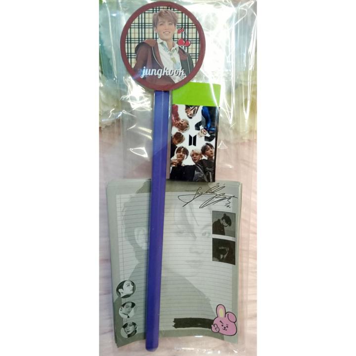 KPOP BTS JUNGKOOK BT21 MEMO SET bts jungkook pencil eraser and memo ...