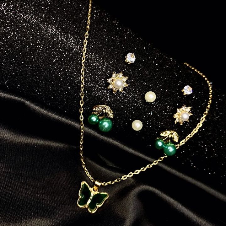 MK Sparkle's Crystal Butterfly Pendant Necklace For Girls with Earrings ...