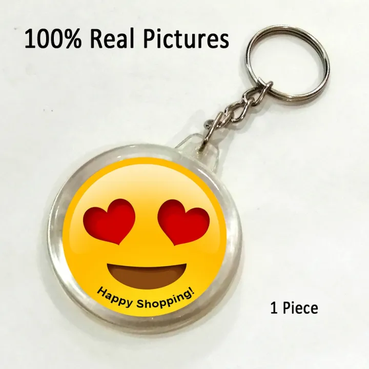 Photo Transparent Crystal Smile Key Chains Smiley Key Ring for Bike and ...