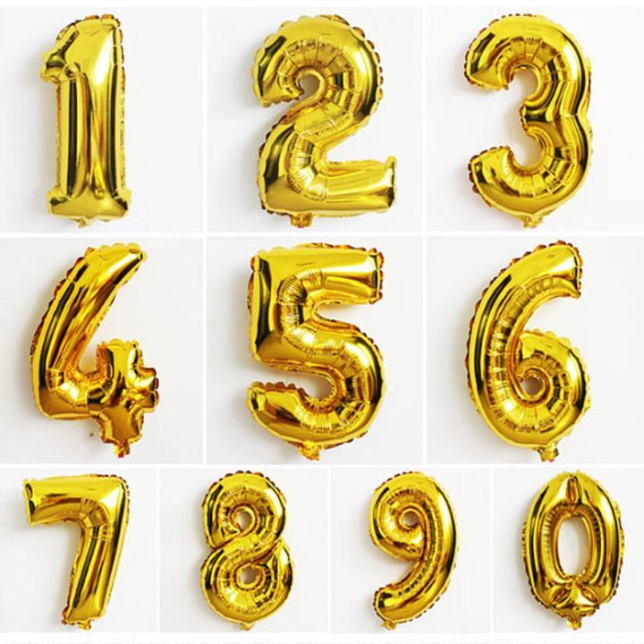 Golden Number Digits Balloons Foil Digit Helium Balloon Birthday Party ...
