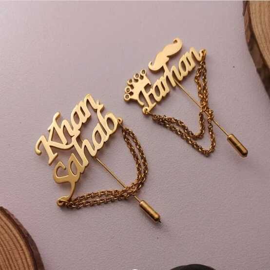 Customized Name Brooch, Name Coat Pin For Men, Name Lapel Pin With ...