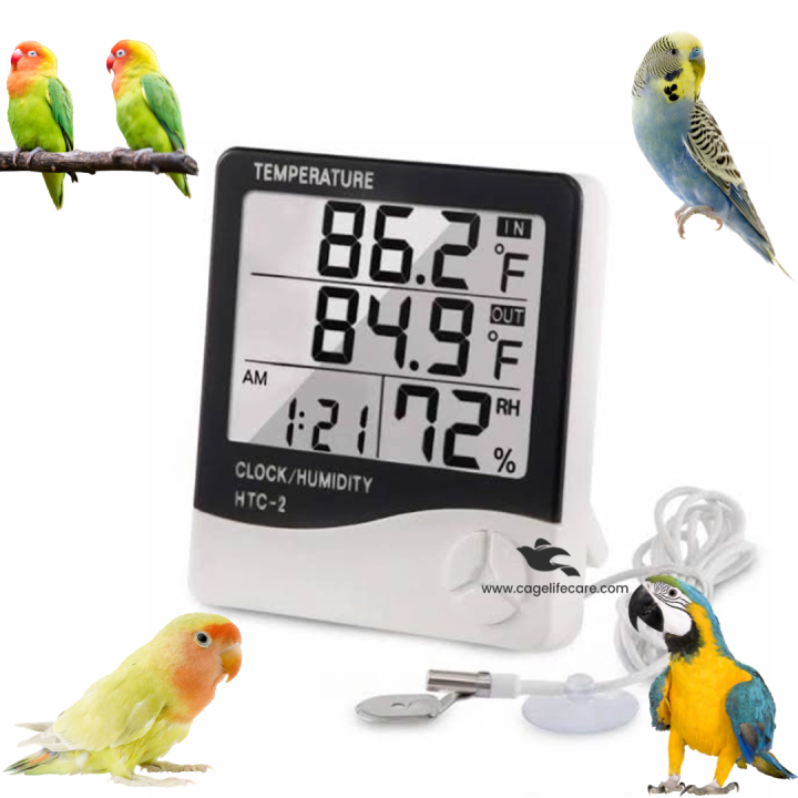 HTC-2 Digital Thermometer & Hygrometer for Birds Rooms and Cages to ...
