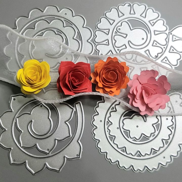 2024 6 Styles Spiral Flower Metal Cutting Dies Scrapbook Embossing ...