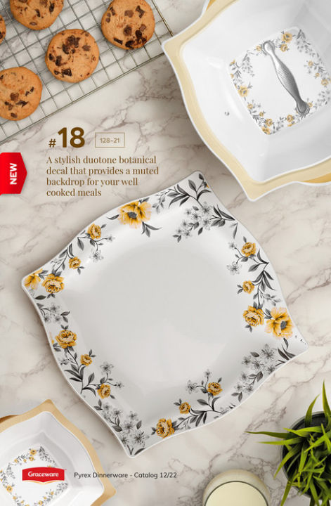 Pyrex-18 Melamine Dinner Set Tempered Glass Lid Stainless Steel Turner ...