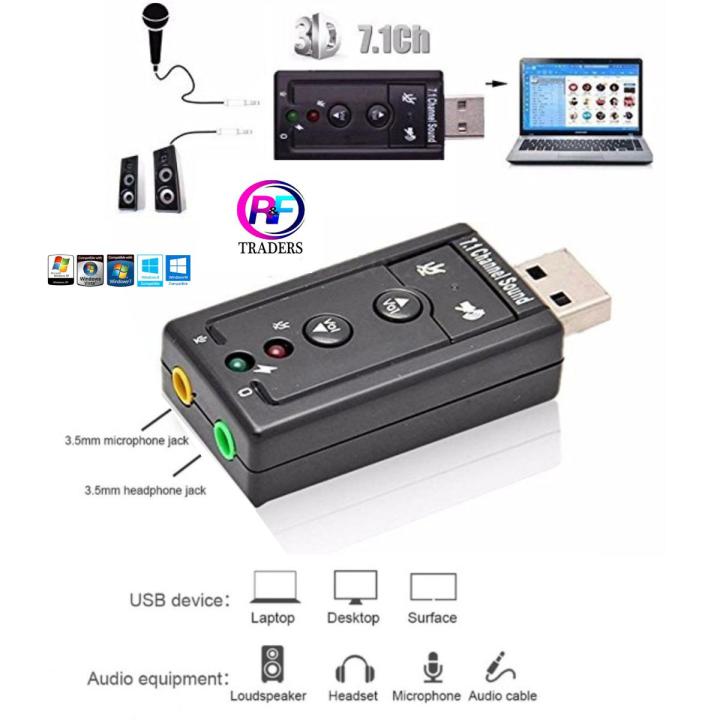 USB to Virtual 7.1 Channel Audio Sound Card Mic Adapter | Daraz.pk