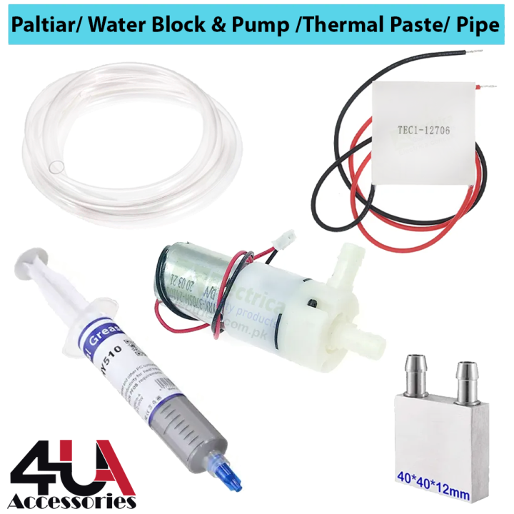 TEC1-12706 Peltier Module , 40*40*12mm Water Block , 2 Fit pipe , DC ...