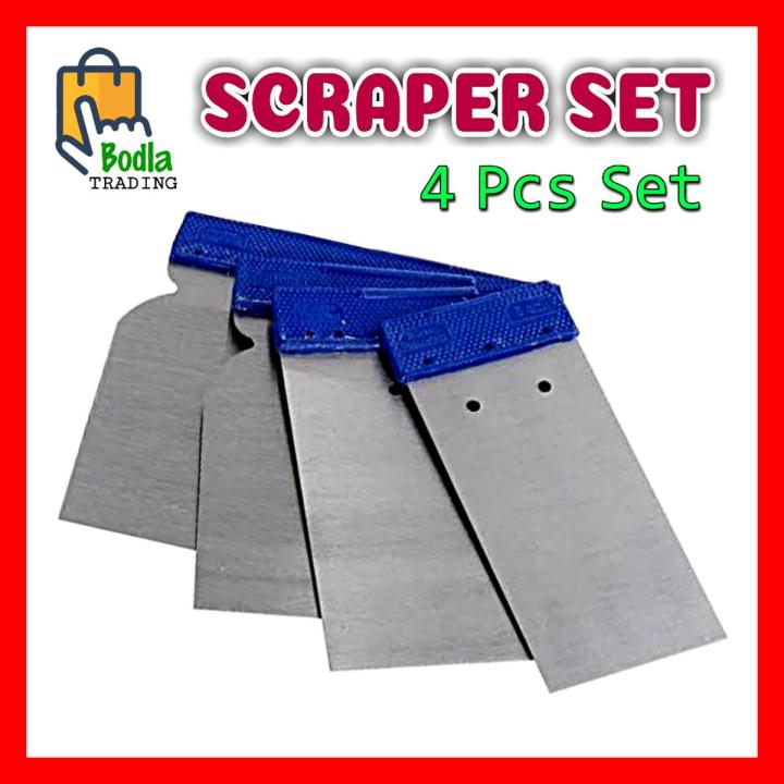 4Pcs Scraper Set Steel Blades Putty Drywall Flexible Tapping Knife Used ...