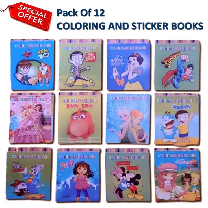 Pack Of 12 Coloring And Sticker Books For Kids - Special Offer 12 PCs ...