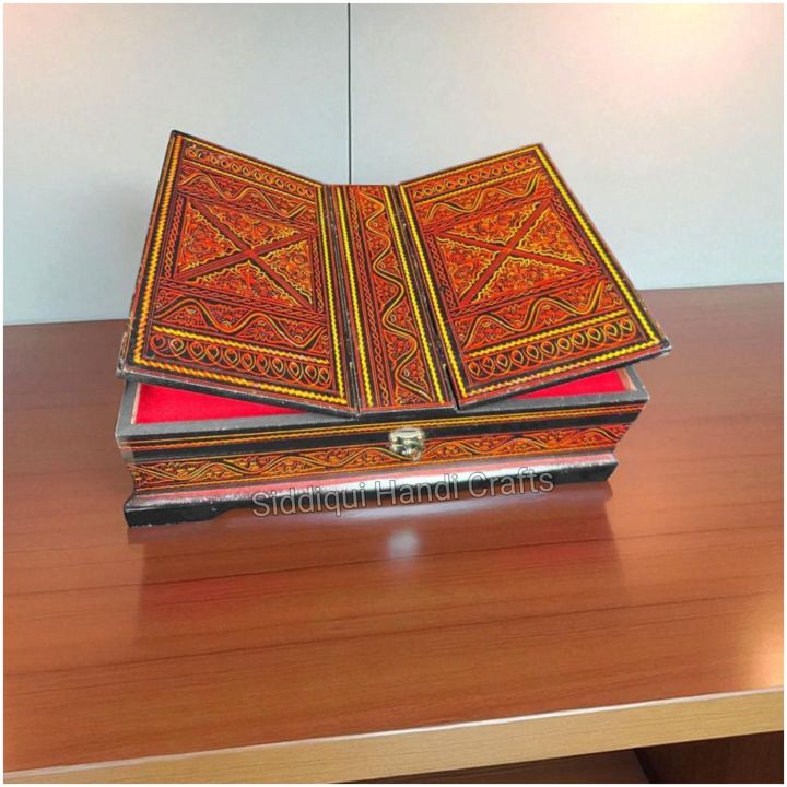 Naqshi Handmade Quran Box with Rehl – Wooden Carved Islamic Gift ...