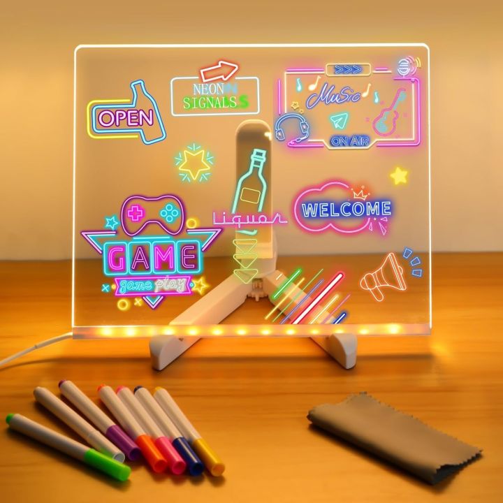 LED Table Lamp with Acrylic Writing Pad – Creative Message Board Decor ...