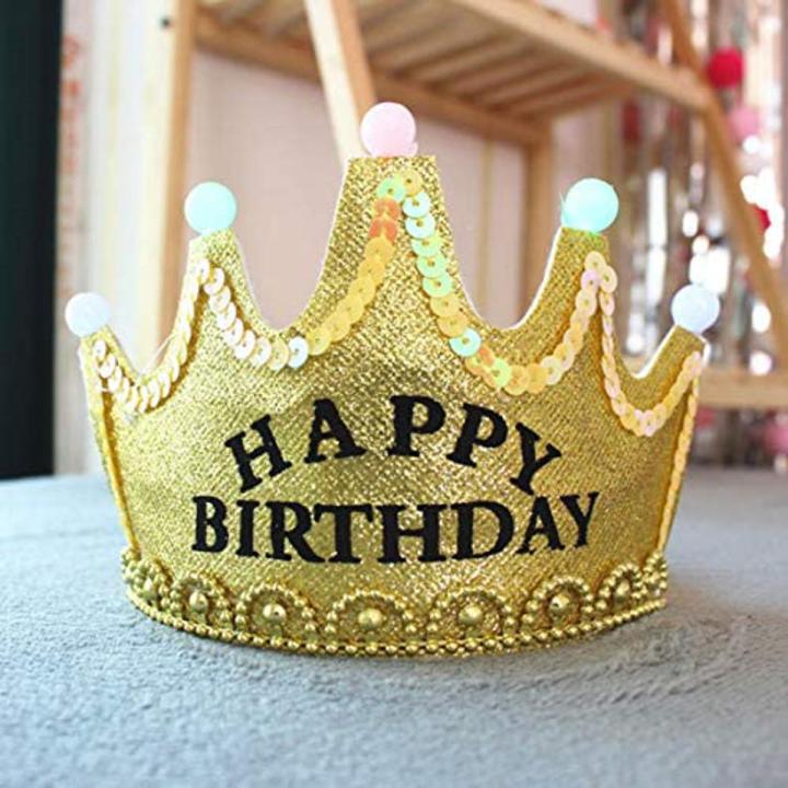 Happy Birthday LED Crown Glittered For Boy and Girl Birthday, Kids ...