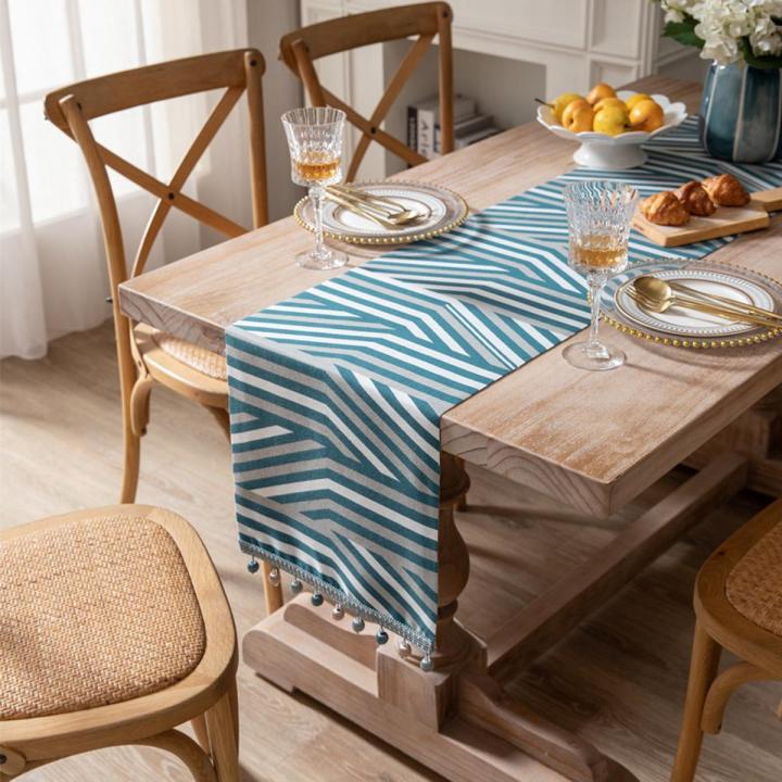 Modern Jacquard Chenille Table Runner Geometric Bead Tablecloth TV ...