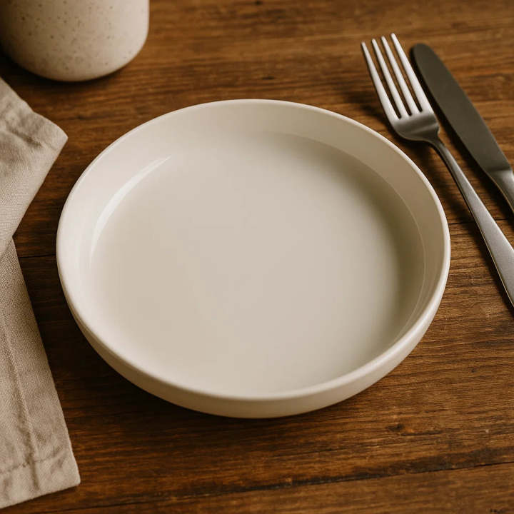Minimalist White Ceramic Deep Plate (8 inches) | Daraz.pk