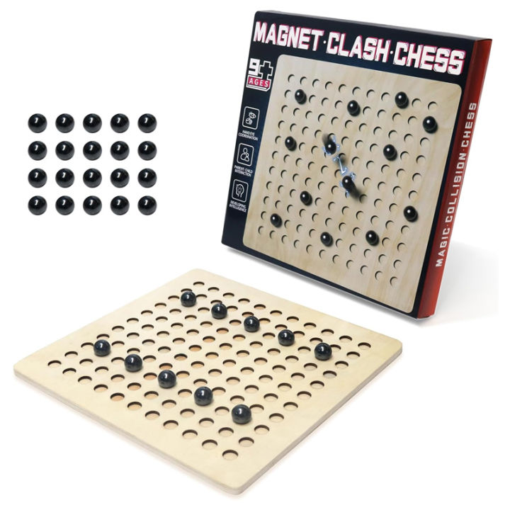 Magnetic Clash Chess Board Game - Wooden Board With 20 Magnet Balls ...
