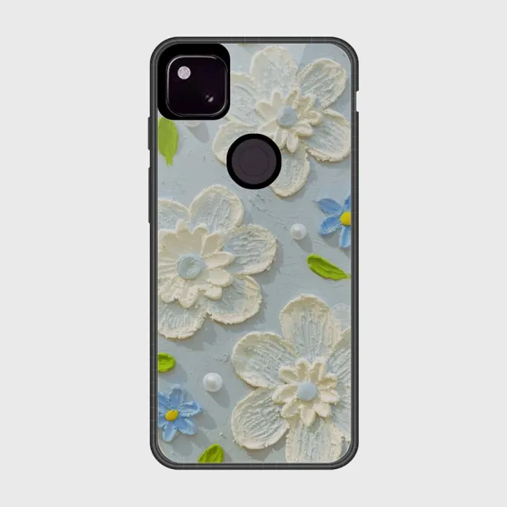 Google_ Pixel 4a 4G Cover - Floral Series - Design 3 - Sky Blue - HQ ...