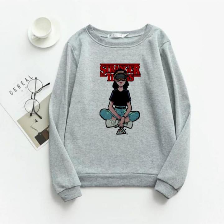 Grey Stranger Things Fleece Full Sleeves Sweatshirt | Daraz.pk