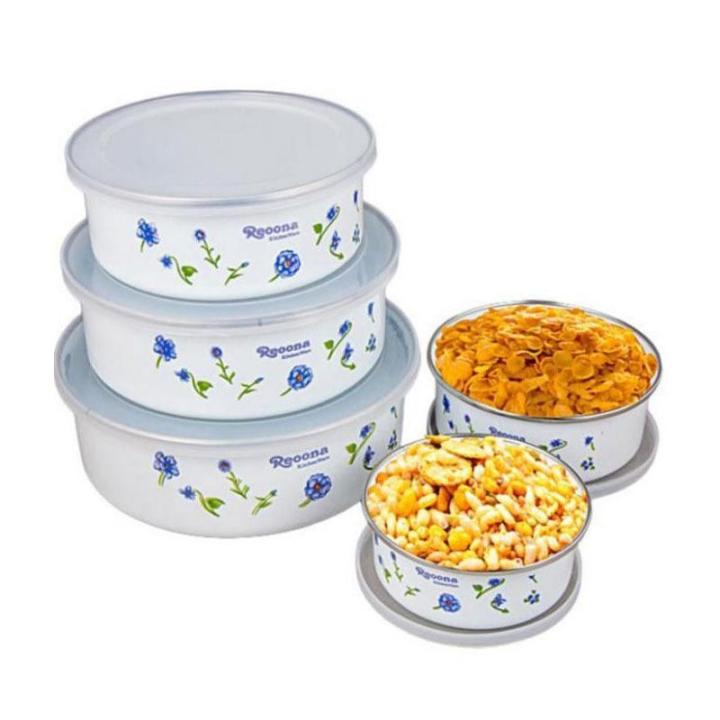 Reoona 5-Piece Stainless Steel Mixing Bowl Set with Plastic Lids ...