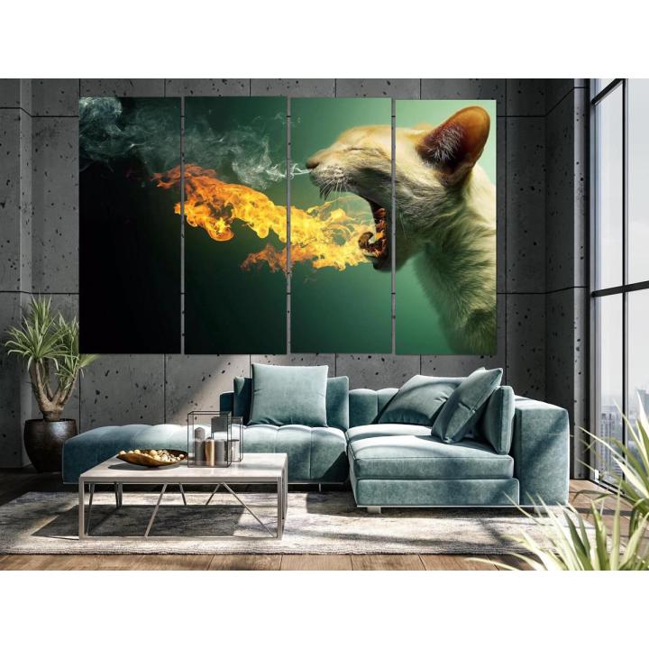 large 4 panel 8” x 11" inch fire cat digital print | Daraz.pk