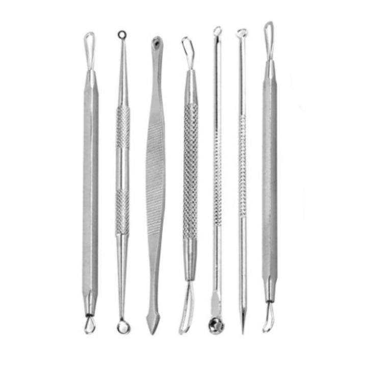 Stainless Steel - Professional Pimple Comedone Extractor 7 Pieces Set ...