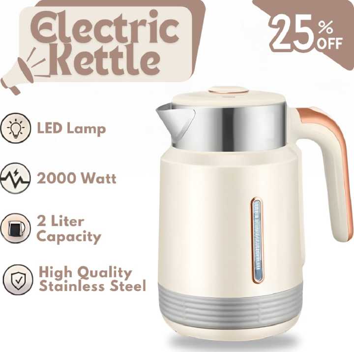RAF Electric Kettle 2 Liter 2000W | Stainless Steel Body | LED Lamp ...