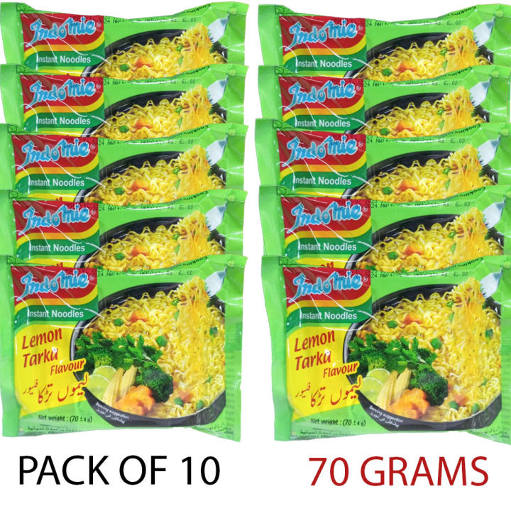 Indomie Noodle | Instant Noodles 70 Grams | Pack of 10 | (Lemon Tarka ...