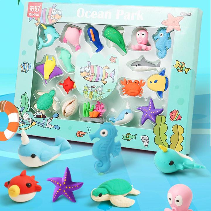 Fancy Ocean Park Eraser Set Pack of 17 pcs with Assorted colors for ...