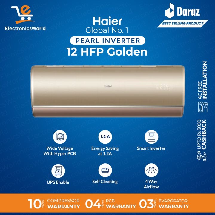 Haier 1 Ton DC Inverter - Pearl Inverter Series-Coloured Panel-WIFI ...