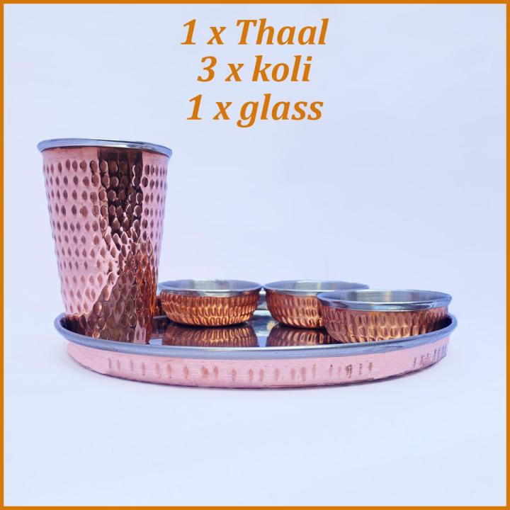 Copper Thaal set Copper Thaal three koli 1 glass set Traditional ...