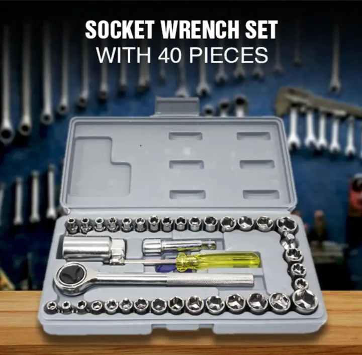 40 Piece Toolkit Tool kit Combination Socket Ratchet Wrench Set Tool ...