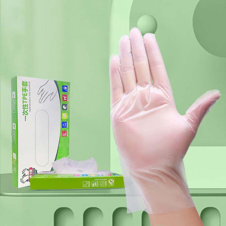50pcs/box TPE Disposable Gloves Transparent Non-slip Food Grade ...