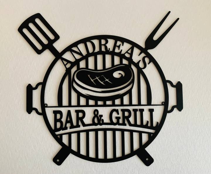 Personalized Bar & Grill Name Sign Wooden Wall Art Custom Barbecue Sign ...