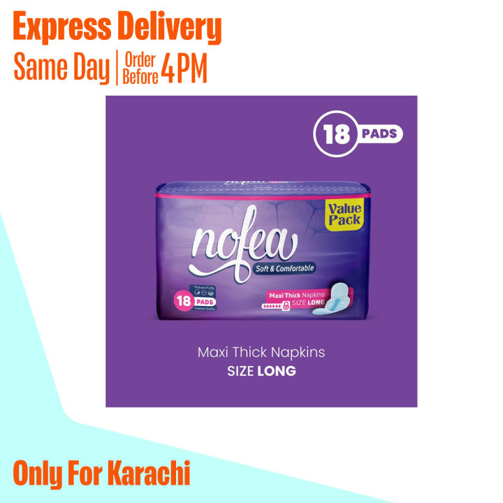 Nofea Maxi Thick Long Napkins 18 Pads | Daraz.pk