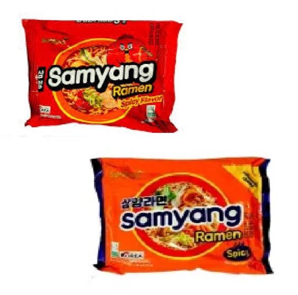 Samyang Soupy (Original Spicy+Extra Spicy) Noodles Pack of 2 Orange Original Spicy + Extra Spicy ...