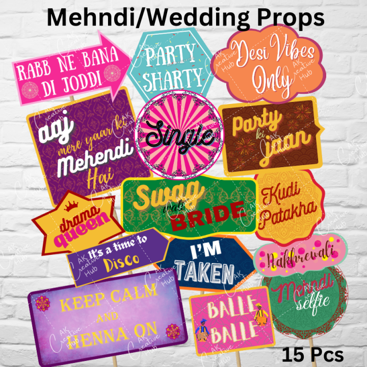 Mehndi/Wedding Props, Mehndi/Mayoun/Dholki/Engagement Props 15 Pcs ...