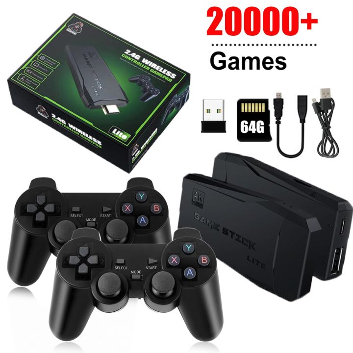 Video Game Stick Lite 4K Console 64G Built-in 20000 Games Retro ...
